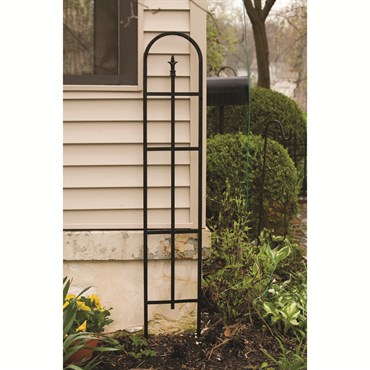 Panacea 60" Narrow French Arch Trellis w/ Finial - Black | BFG Supply